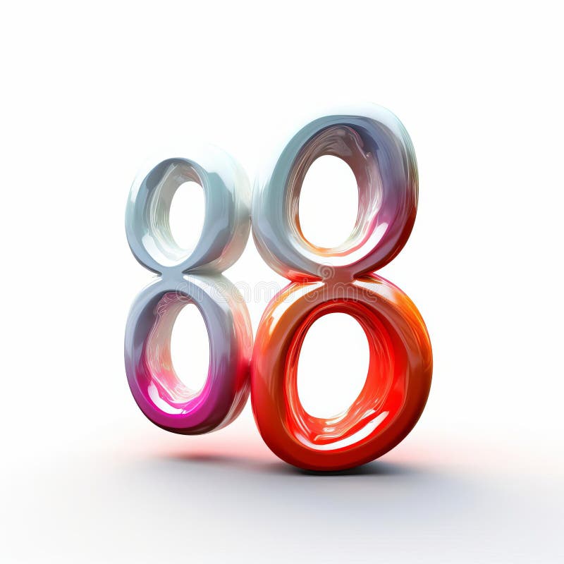 Vibrant Multicolored Number Eighty Eight on White Background Design ...