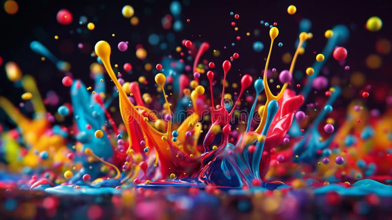 Vibrant Multicolored Paint Splashes in Motion Stock Image - Image of ...