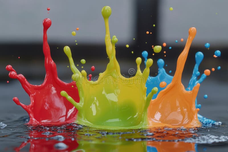 Vibrant Multicolored Paint Splatter Stock Photo - Image of water ...