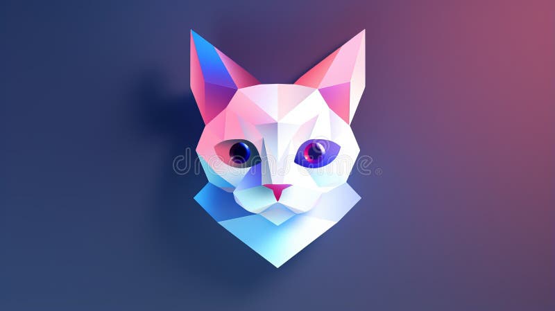 Vibrant Multicolored Polygonal Cat Face on Gradient Background ...