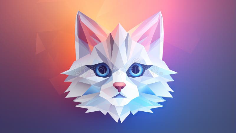 Vibrant Multicolored Polygonal Cat Face on Gradient Background ...