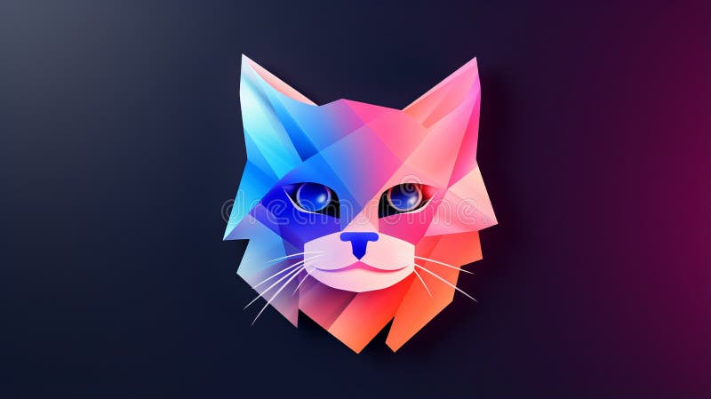 Vibrant Multicolored Polygonal Cat Face on Gradient Background ...