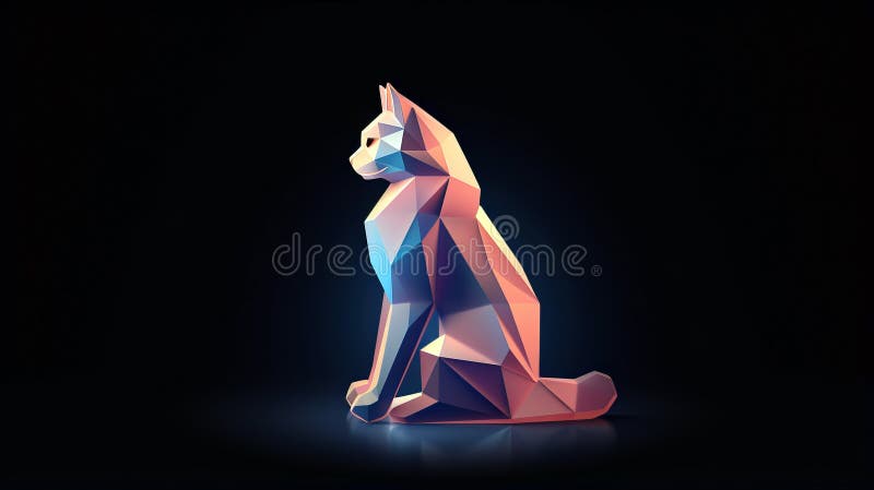 Vibrant Multicolored Polygonal Cat on Gradient Background, Captivating ...