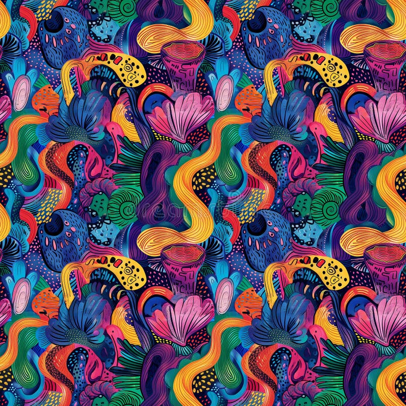 Vibrant Multicolored Seamless Pattern with Varied Shapes Stock ...