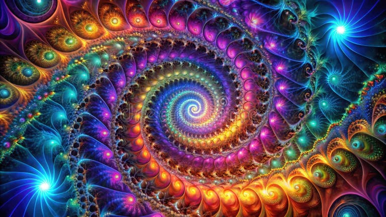 Vibrant Multicolored Spiral Fractal Design an Abstract Artistic Visualization of Complex ...