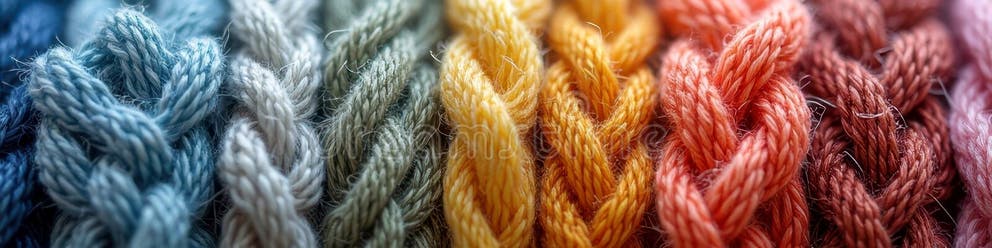 Vibrant Multicolored Twisted Yarn Threads Displaying Varied Textures ...