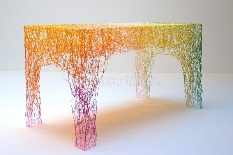 Vibrant Multicolored Wire Table with Intricate Design on White ...