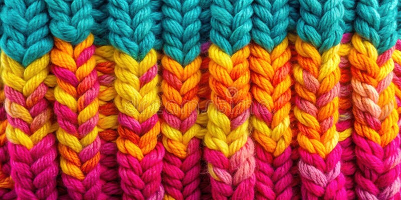 Vibrant Multicolored Yarn Texture in a Close-up Detailed View ...