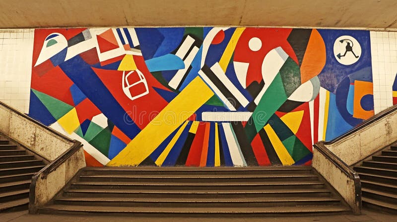 A Vibrant Mural Featuring Glowing Educational Tools and Inspirational ...