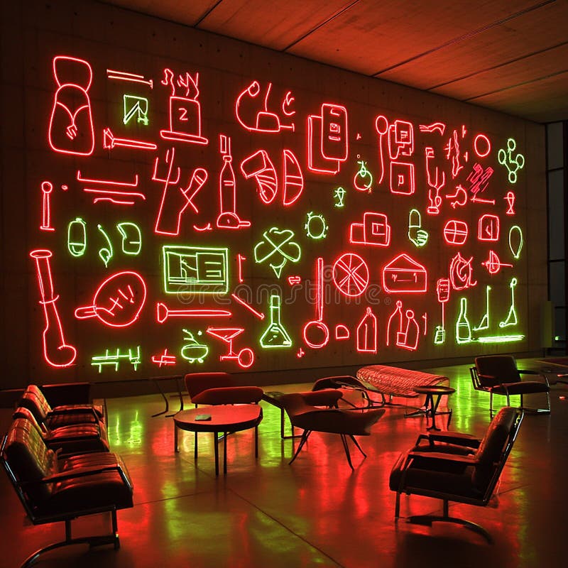 A Vibrant Mural Featuring Glowing Educational Tools and Inspirational ...
