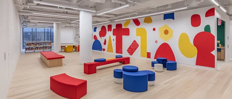 A Vibrant Mural Featuring Glowing Educational Tools and Inspirational ...