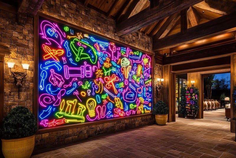 A Vibrant Mural Featuring Glowing Educational Tools and Inspirational ...
