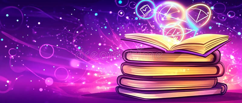 A Vibrant Mural Featuring Glowing Educational Tools and Inspirational ...