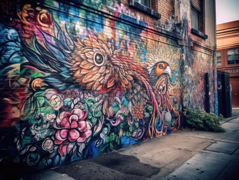 Vibrant Mural with Textured Street Art Stock Illustration ...