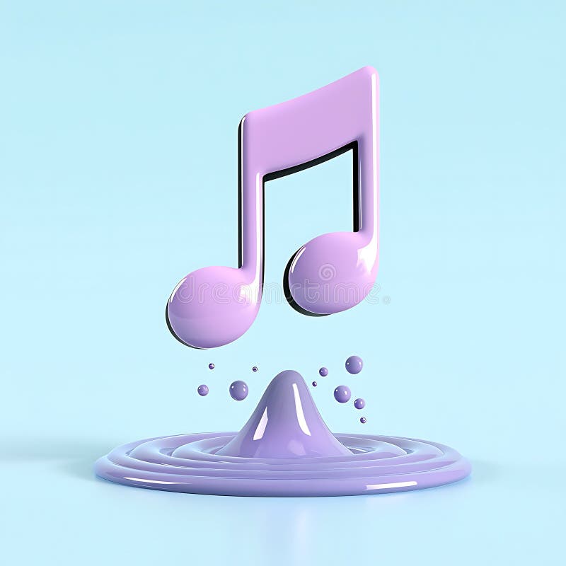 Vibrant Music Note Icon Emerges from Ripple Effect, Creating Playful ...