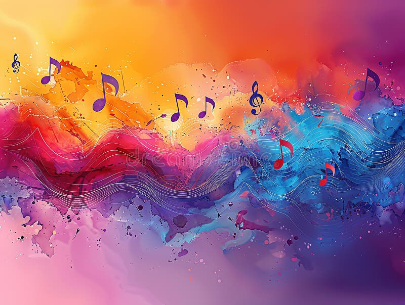 Vibrant Music Notes on Colorful Abstract Artistic Background Generative ...
