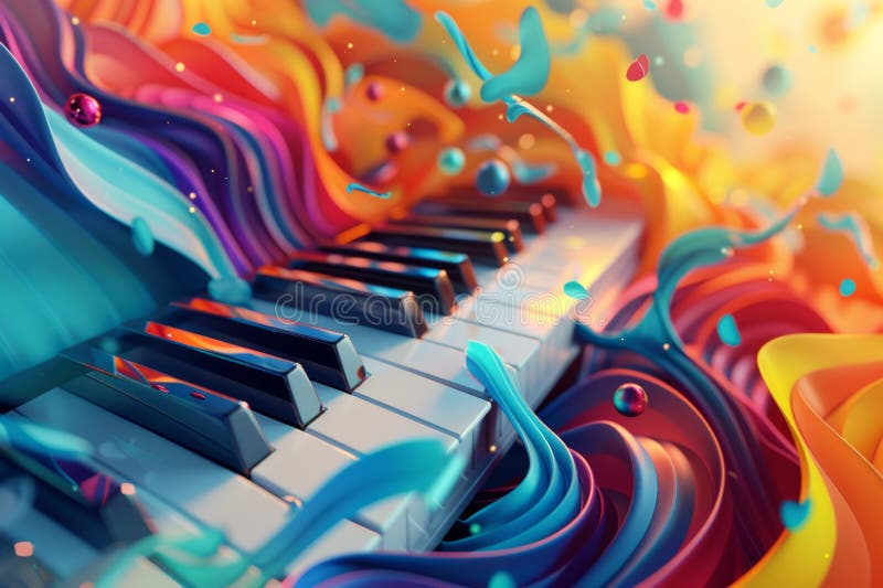 Vibrant Music Notes Dance in Abstract Waves, Evoking Harmony and Rhythm ...