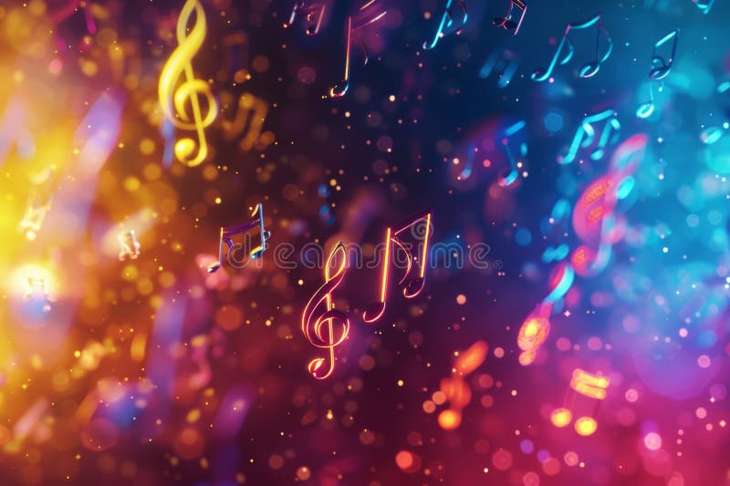 Vibrant Music Notes Dance in Abstract Waves, Evoking Harmony and Rhythm ...