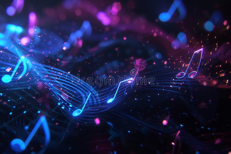 Vibrant Music Notes Dance in Abstract Waves, Evoking Harmony and Rhythm ...