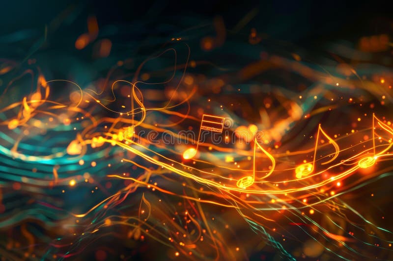 Vibrant Music Notes Dance in Abstract Waves, Evoking Harmony and Rhythm ...