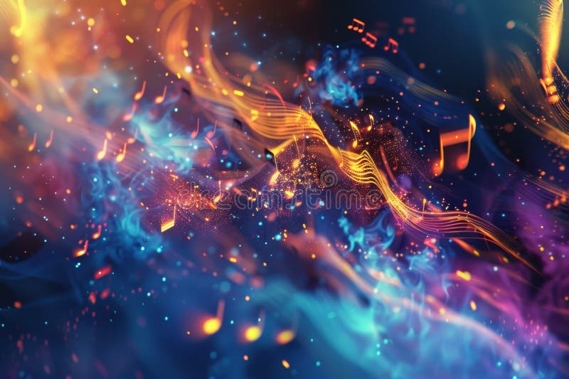 Vibrant Music Notes Dance in Abstract Waves, Evoking Harmony and Rhythm ...