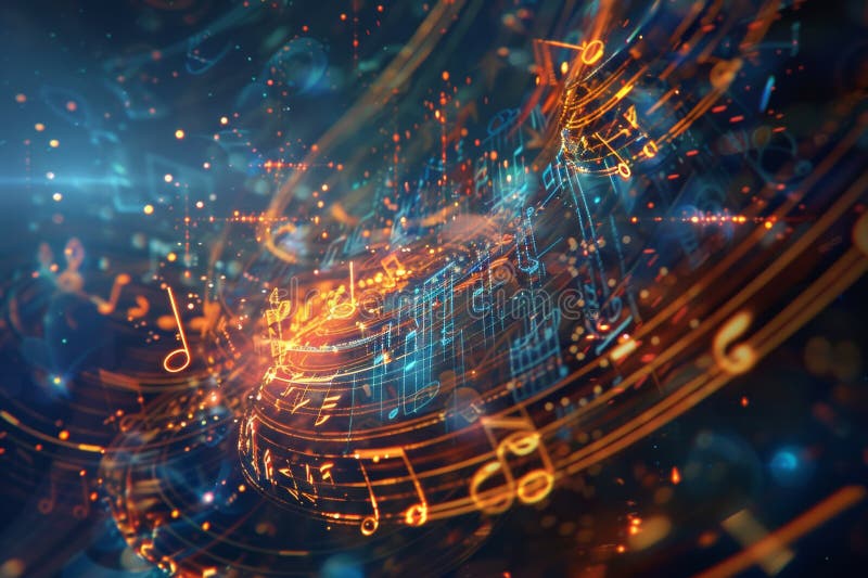 Vibrant Music Notes Dance in Abstract Waves, Evoking Harmony and Rhythm ...