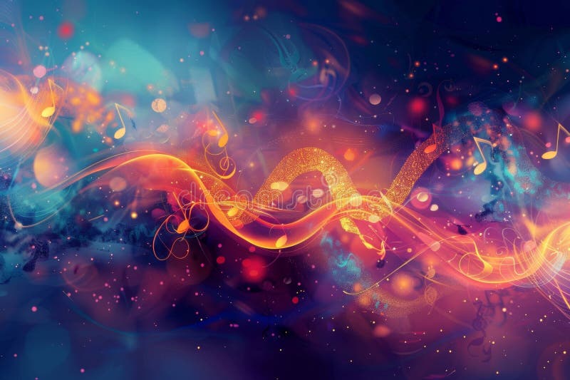 Vibrant Music Notes Dance in Abstract Waves, Evoking Harmony and Rhythm ...