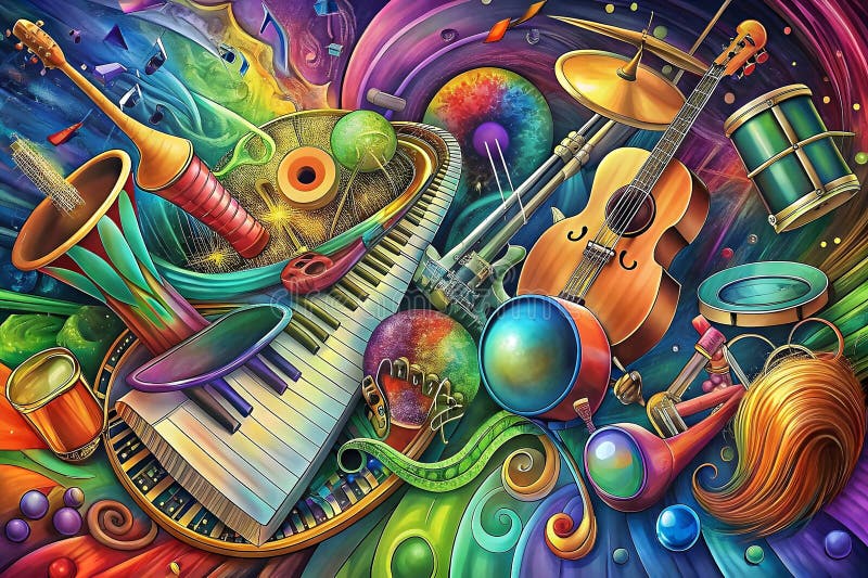 Vibrant Musical Instruments Colorful Expression Creative Sound Symphony ...