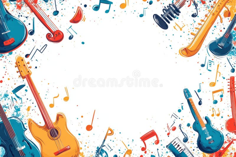 Music-themed Doodle Art, Vibrant Doodle Design Featuring Colorful Music ...