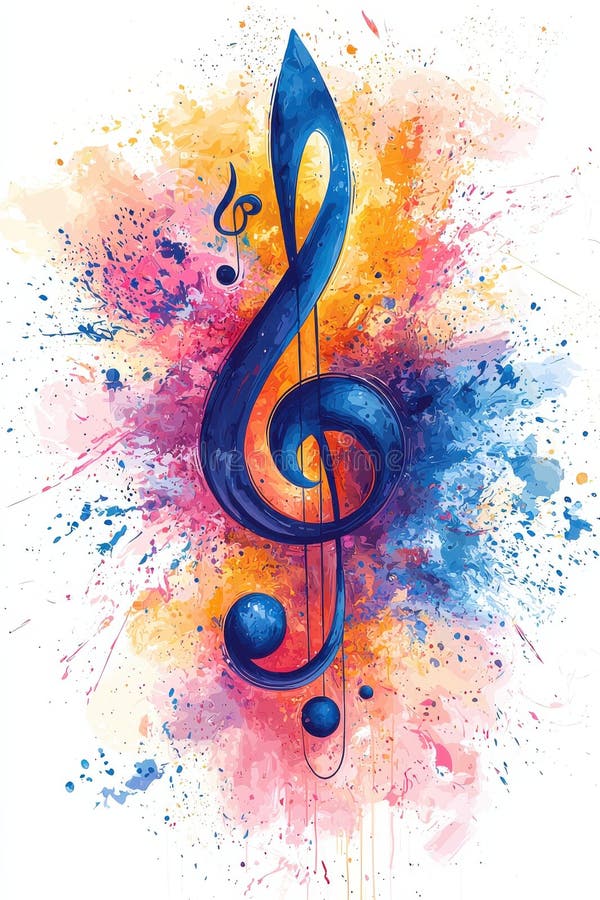 Vibrant Musical Note with Colorful Artistic Paint Splash Background ...