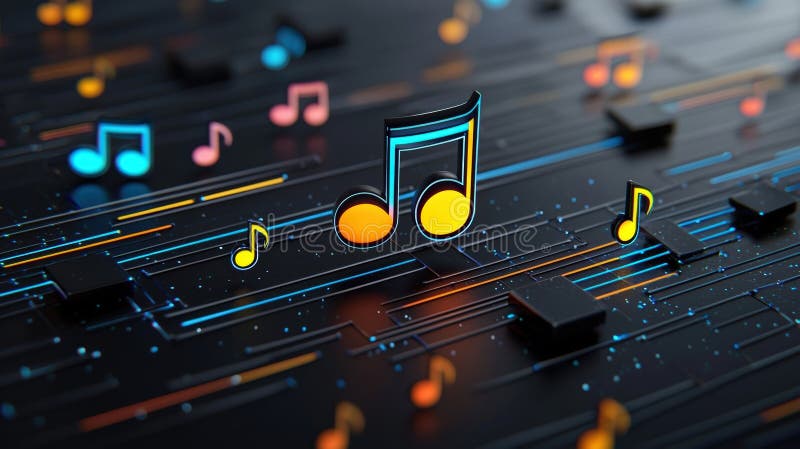 Vibrant Musical Note Design with Colorful Elements on a Dark Background ...