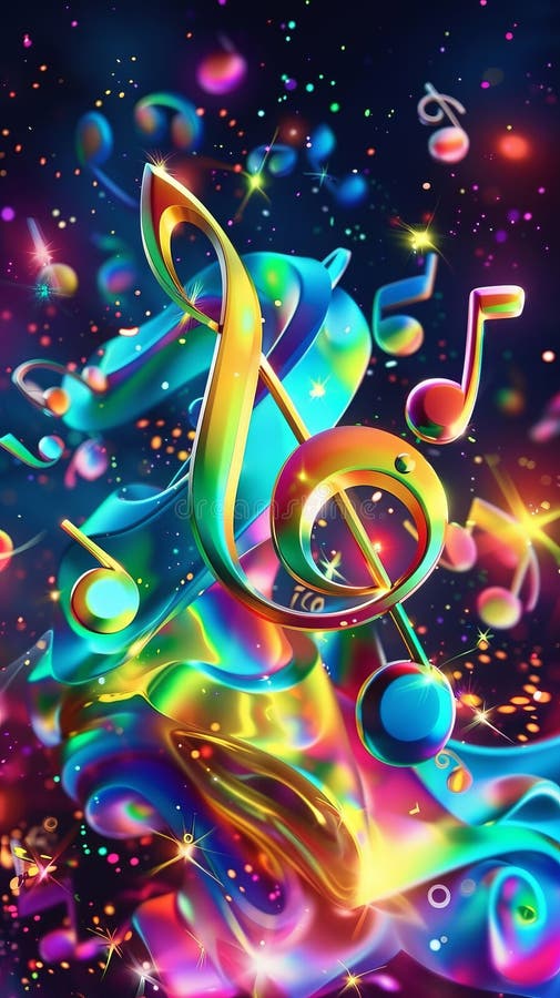 Vibrant Musical Notes in Colorful Abstract Motion Art Stock ...