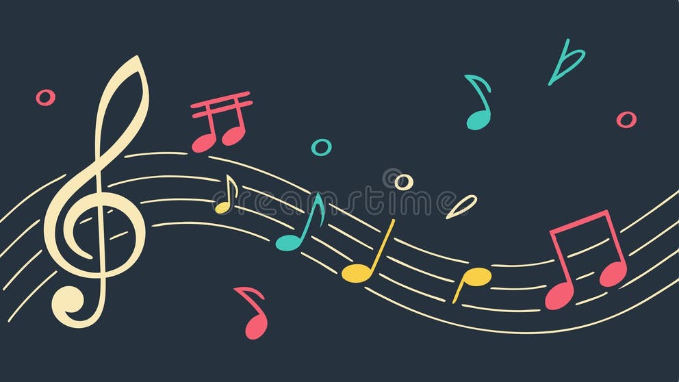 Vibrant Musical Notes on a Dark Background, Dynamic and Cheerful ...