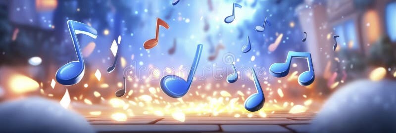 Vibrant Musical Notes Floating in Magical Atmosphere Stock Illustration ...