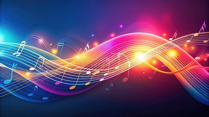 Vibrant Musical Notes Flowing in a Colorful Wave Abstract Design ...