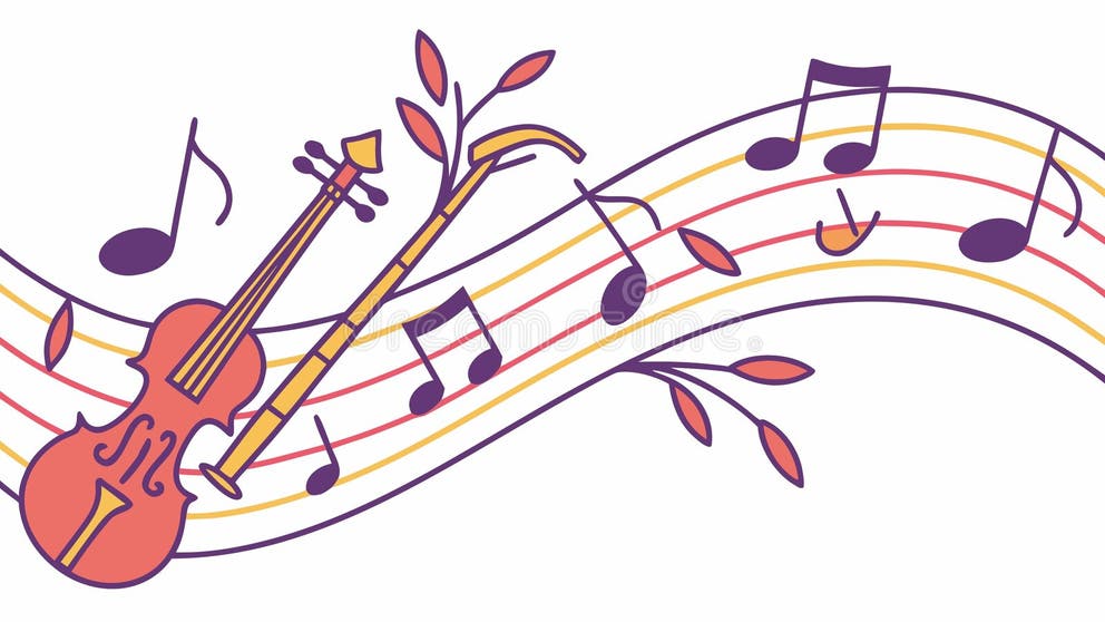 Vibrant Musical Notes and Instruments, Creative Symphony Vector, Vector ...