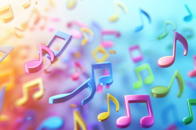 Vibrant Musical Symbols Float in Soft-hued Ethereal Space, Creating ...