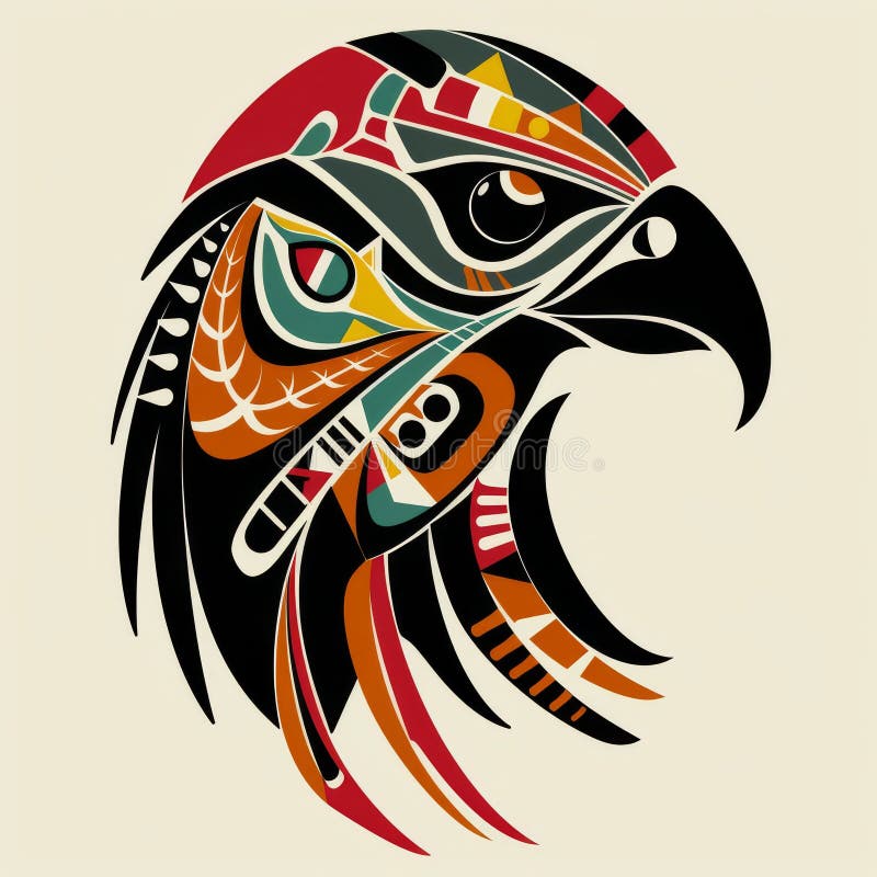 Vibrant Native American Inspired Eagle Head Artwork Stock Illustration ...