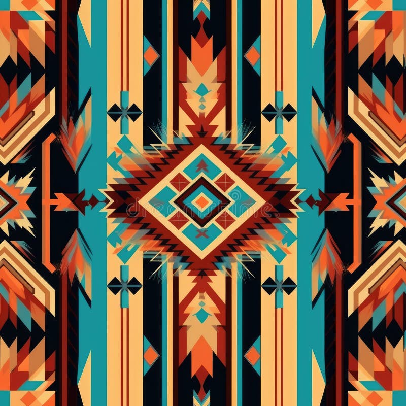Vibrant Native American Inspired Geometric Textile Design Stock ...