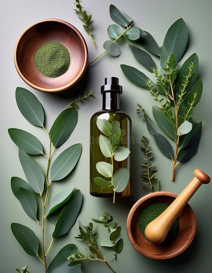 Vibrant Natural Ingredients for Holistic Therapy Displayed Neatly ...