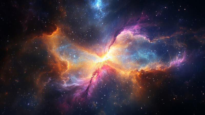 Vibrant Nebula in Deep Space with Cosmic Colors Stock Illustration ...