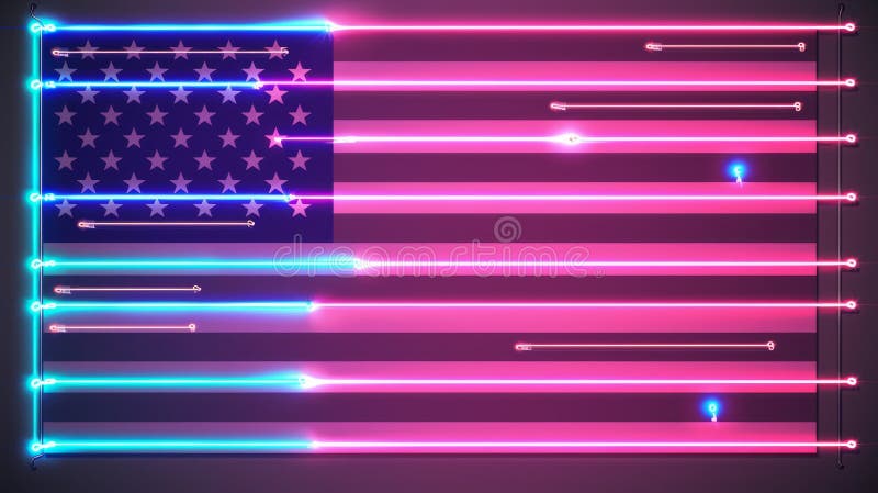 Vibrant Neon American Flag Concept Design with Abstract Lighting Stock ...