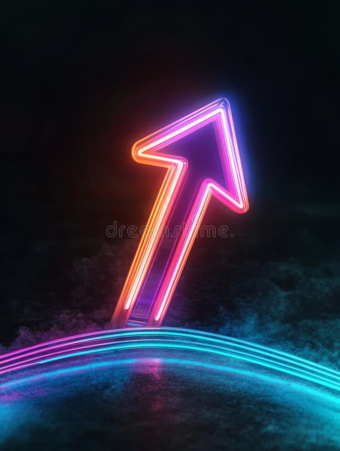 A Vibrant Neon Arrow Effectively Symbolizing Continued Progress and ...