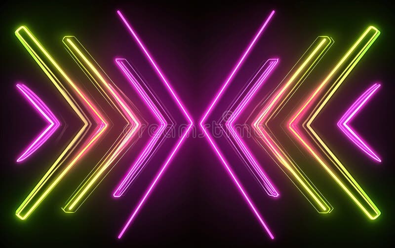 Vibrant Neon Arrows Create Dynamic Patterns Against a Dark Background ...