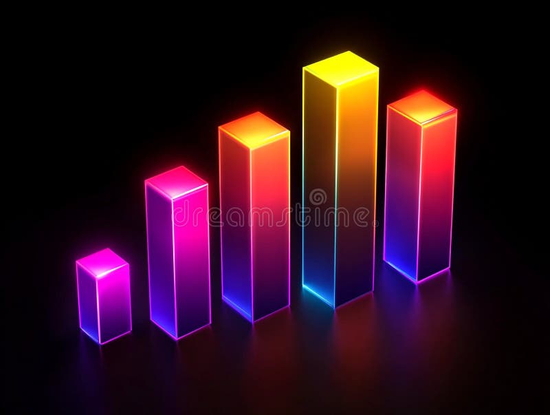 Vibrant Neon Bar Graph Growth Success Data Visualization Stock ...