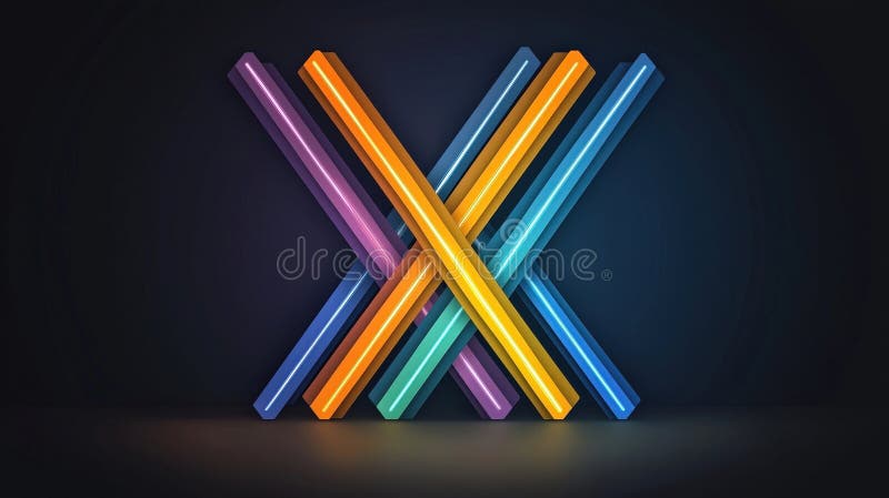 Vibrant Neon Bars Displayed in a Cross Pattern on a Dark Background ...