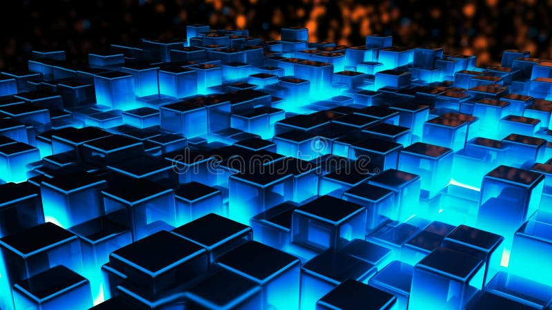 Vibrant Neon Blue and Turquoise Blocks: Abstract Background ...