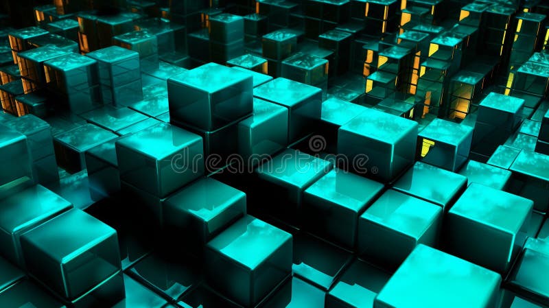 Vibrant Neon Blue and Turquoise Blocks: Abstract Background ...
