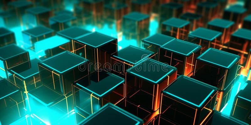Vibrant Neon Blue and Turquoise Blocks: Abstract Background ...