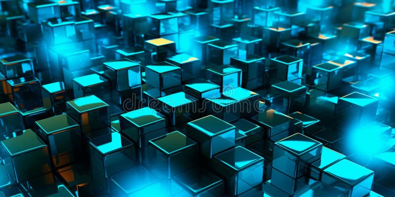 Vibrant Neon Blue and Turquoise Blocks: Abstract Background ...